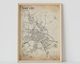 Custom Your Hometown Map Poster - Etsy