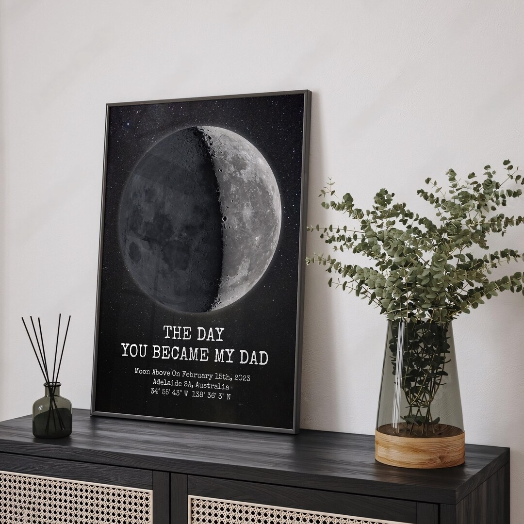 The Day You Became My Dad Moon Phase Poster – Personalized Father’s Day ...