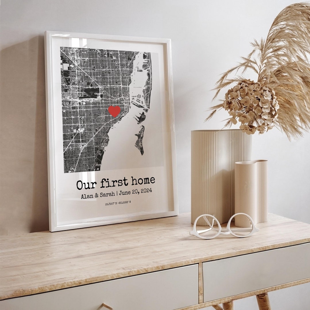 Our First Home Map Personalized Housewarming Gift | First Home Gift for ...