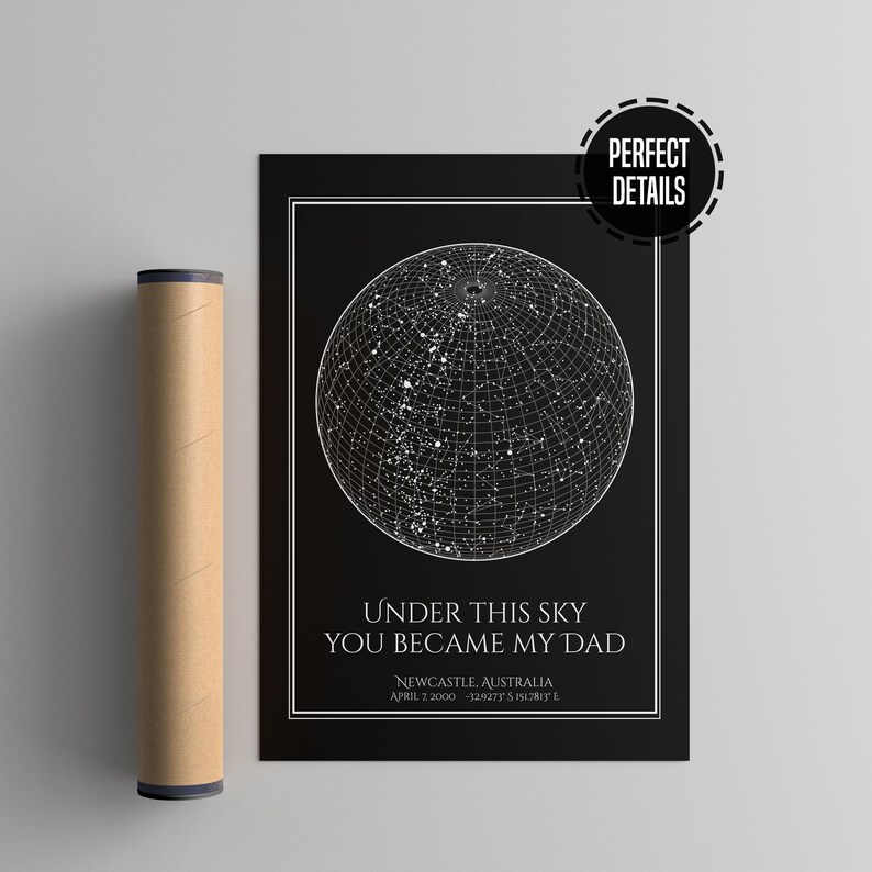 Custom Night Sky Map – the Day You Became My Dad, Personalized New Dad ...