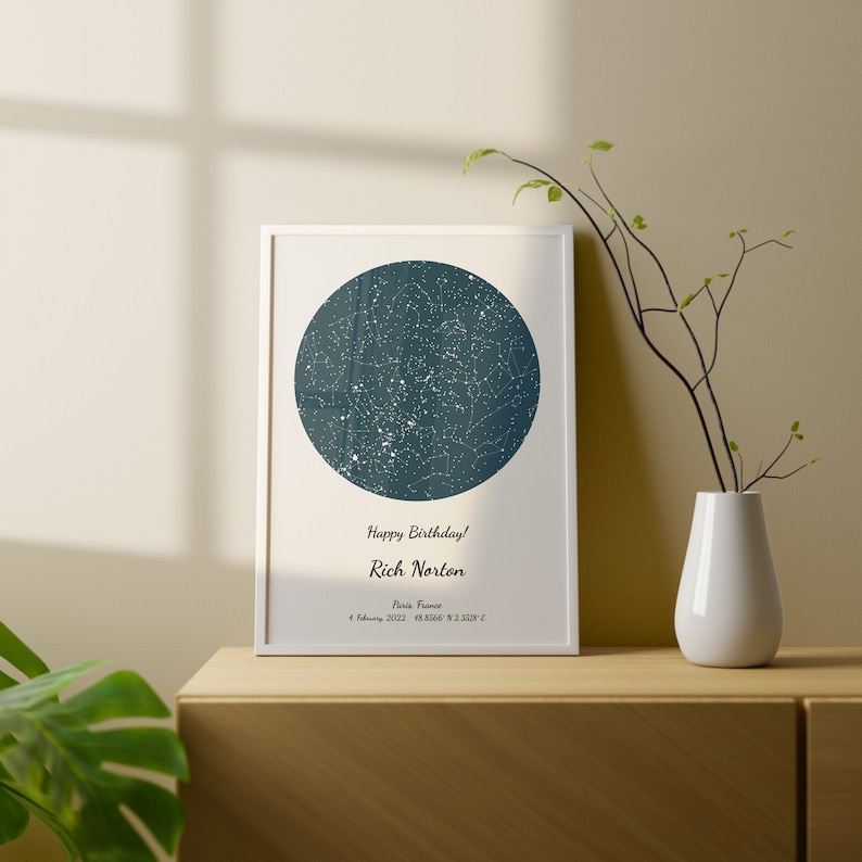 Custom Birthday Star Map Framed Map of the Night Sky on the - Etsy