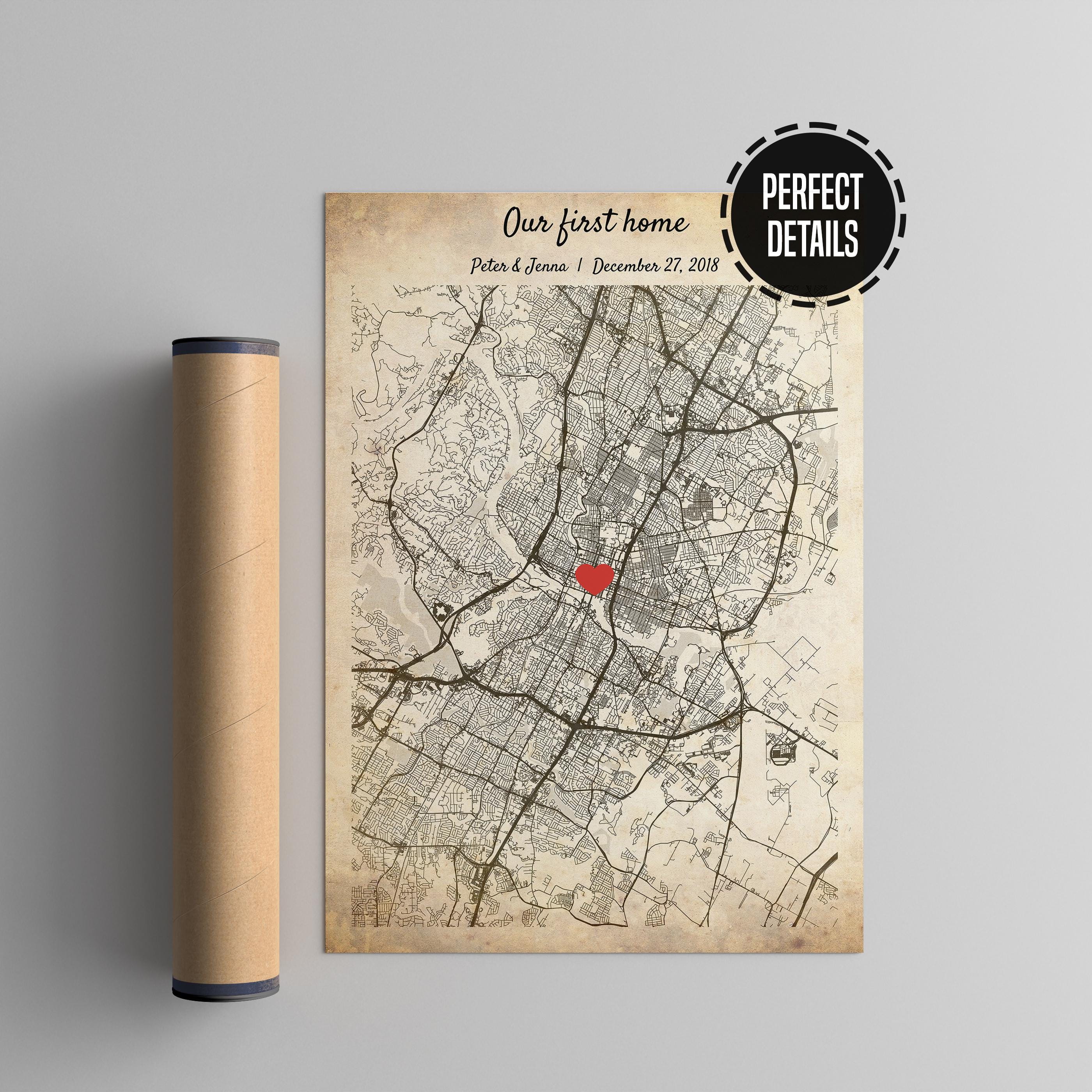 Our First Home Map Print – Custom Housewarming or Christmas Gift ...