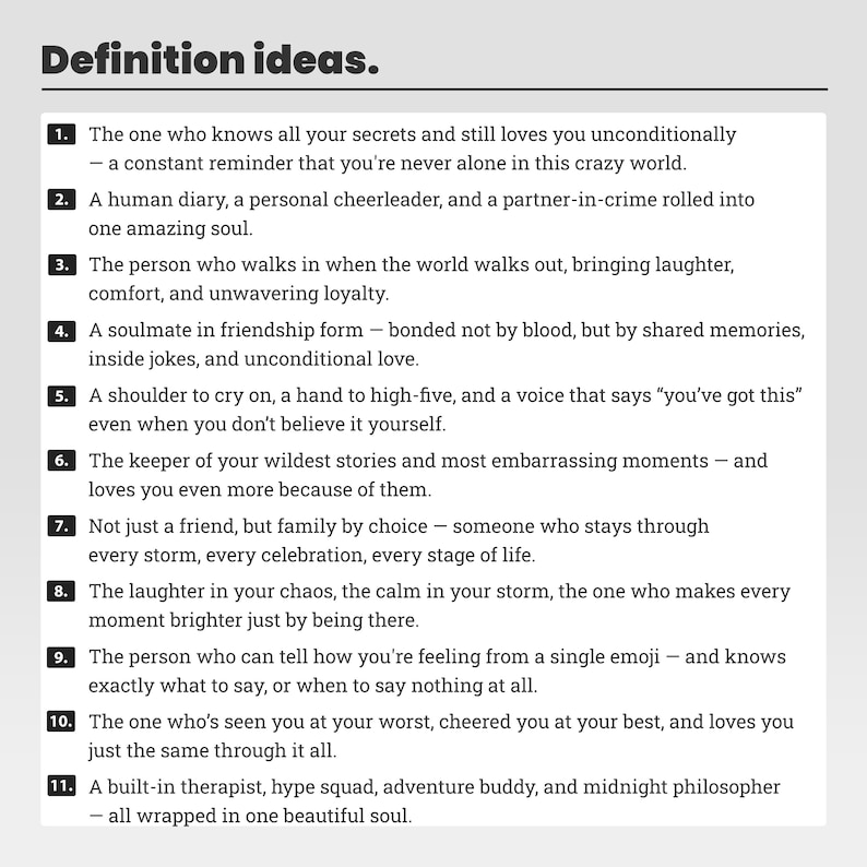 Best Friend Definition Print - Personalized Best Friend Christmas Gift ...