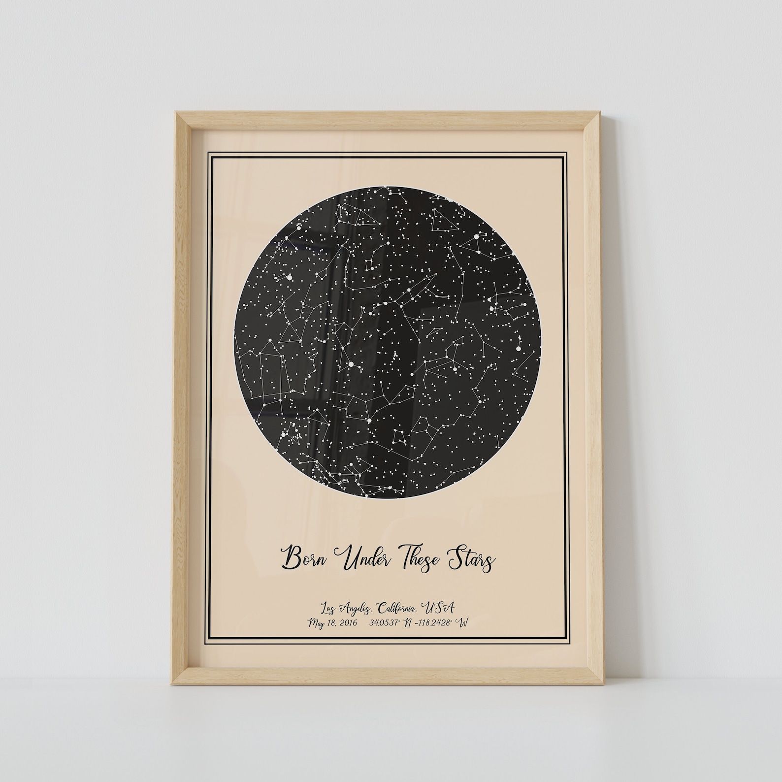 Custom Birthday Star Map- Framed Map of the Night Sky on the Day of ...