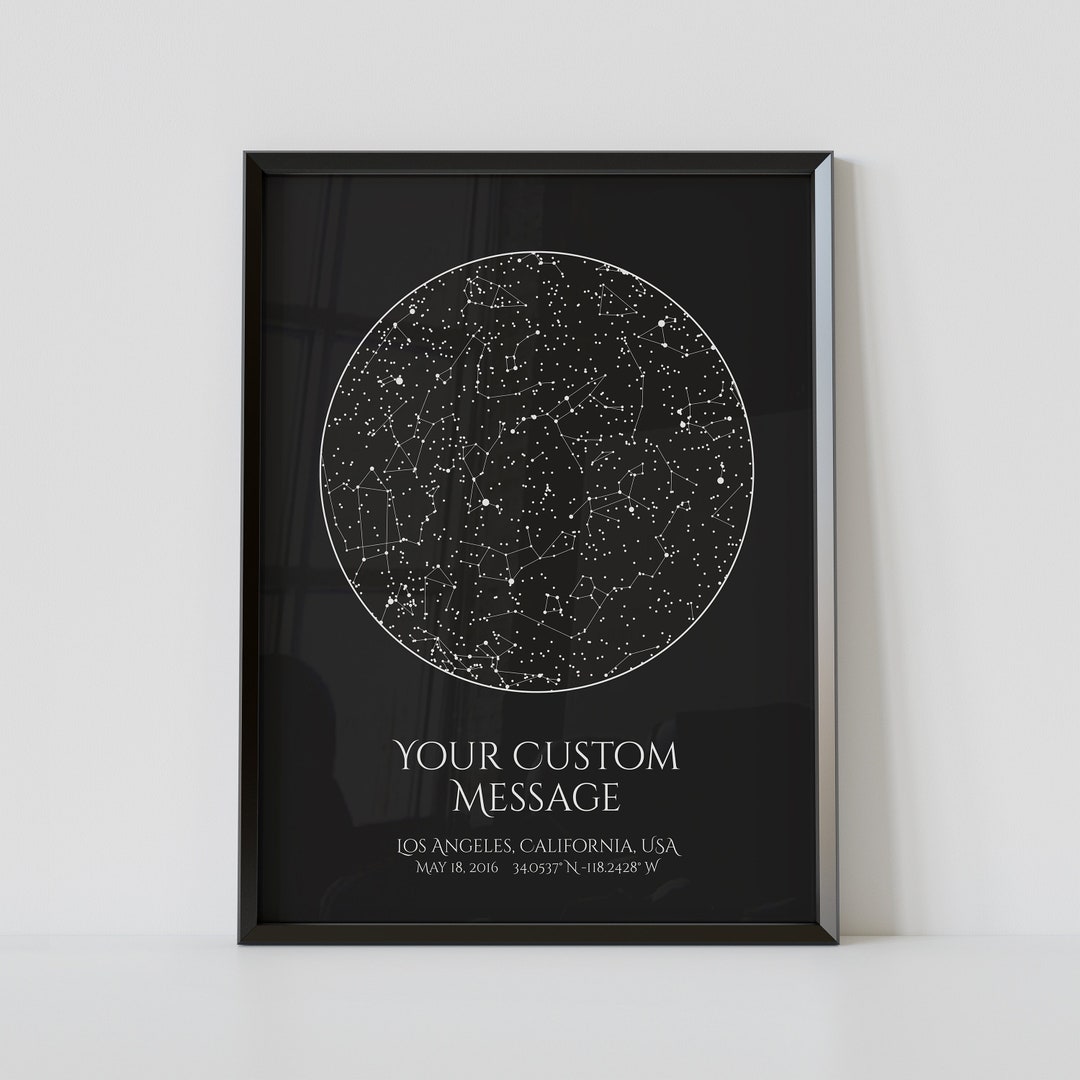 Star Map Personalized Print- Framed/unframed Map of the Night Sky by ...