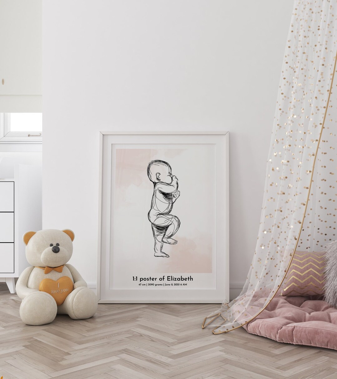 BIRTH POSTER in Scale 1:1- [digital Download] Newborn Illustration ...