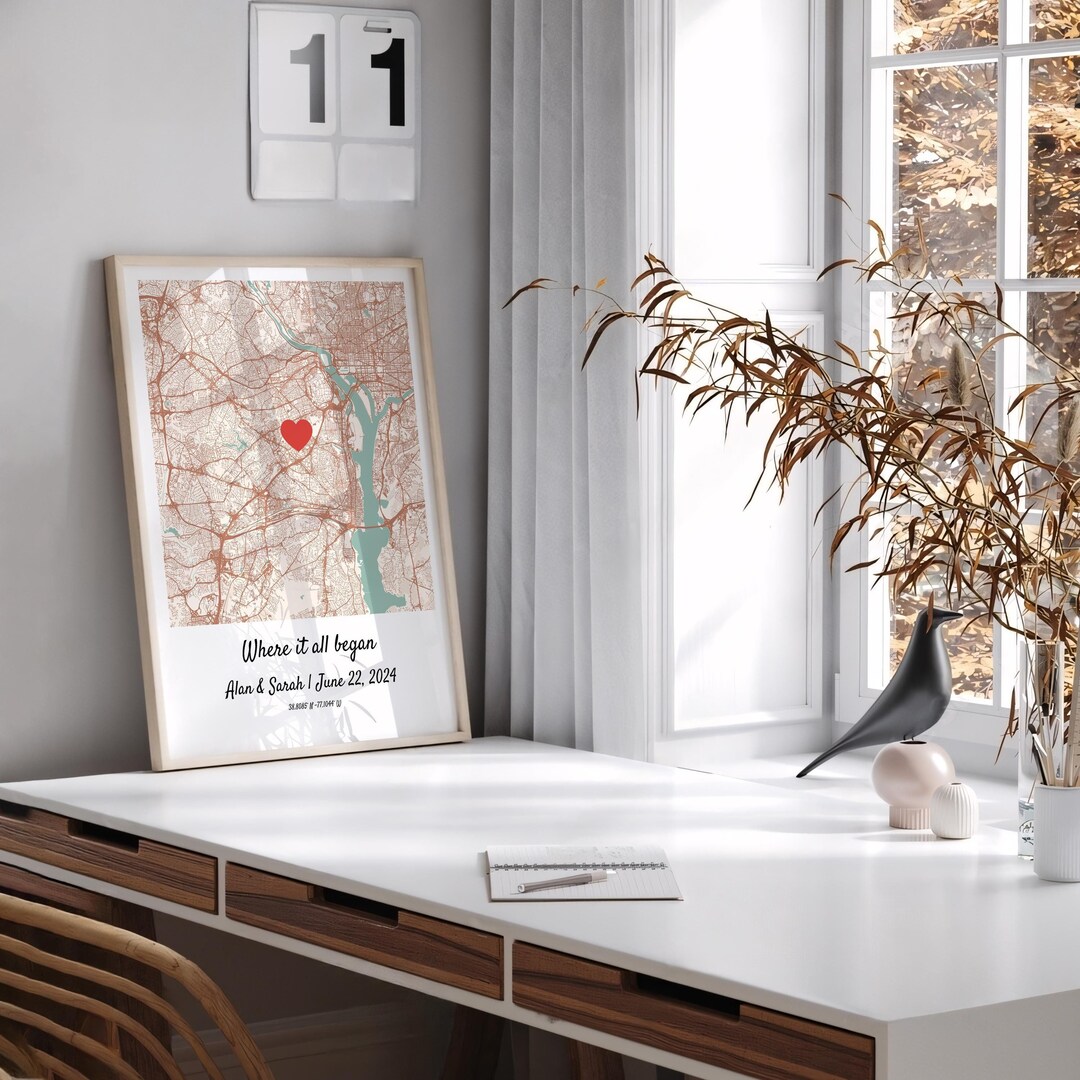 Where We Met Map – Custom 1st Anniversary Map for Him, First Date ...