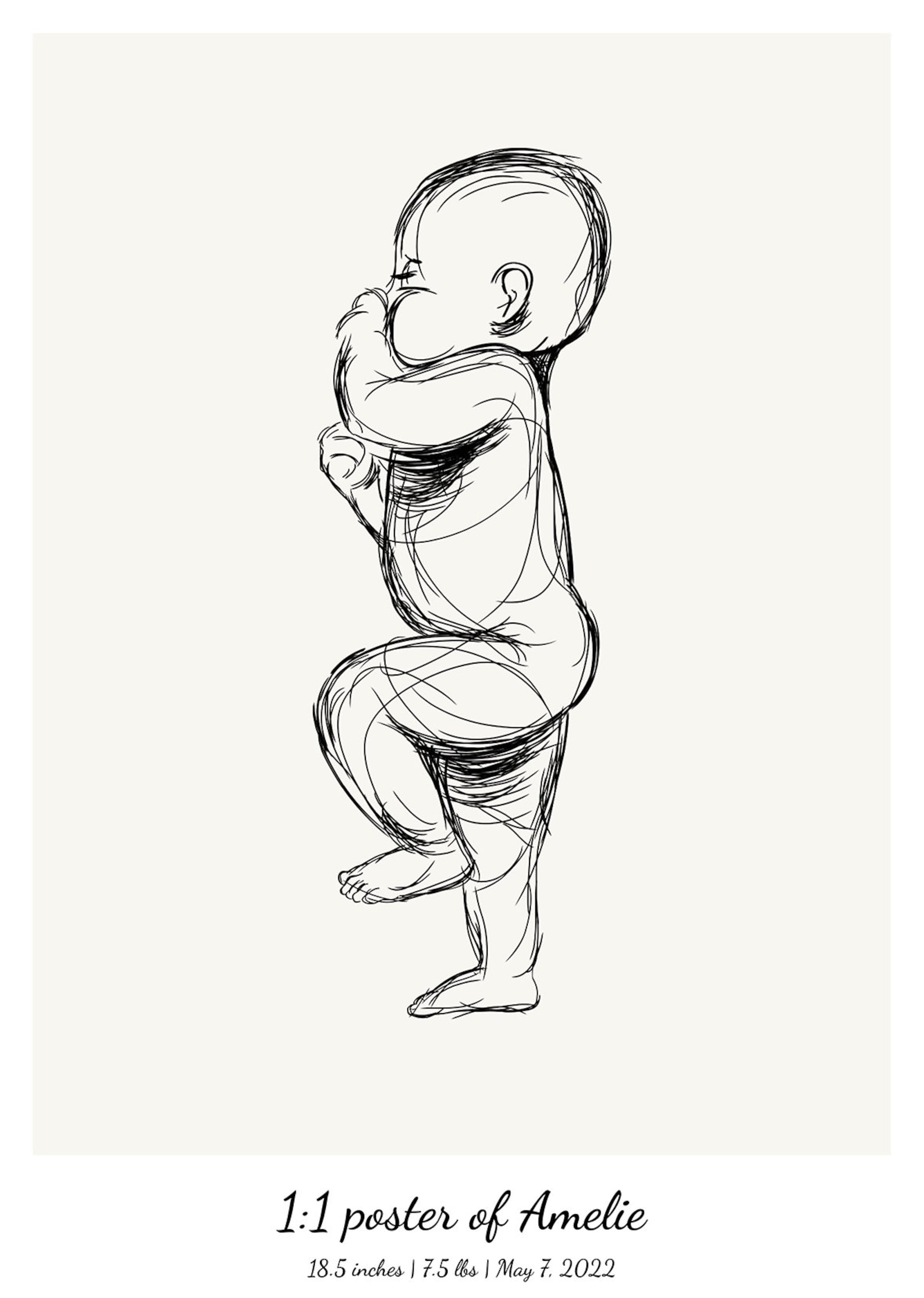 PRINTABLE CUSTOM BIRTH Poster Newborn Illustration in Scale - Etsy