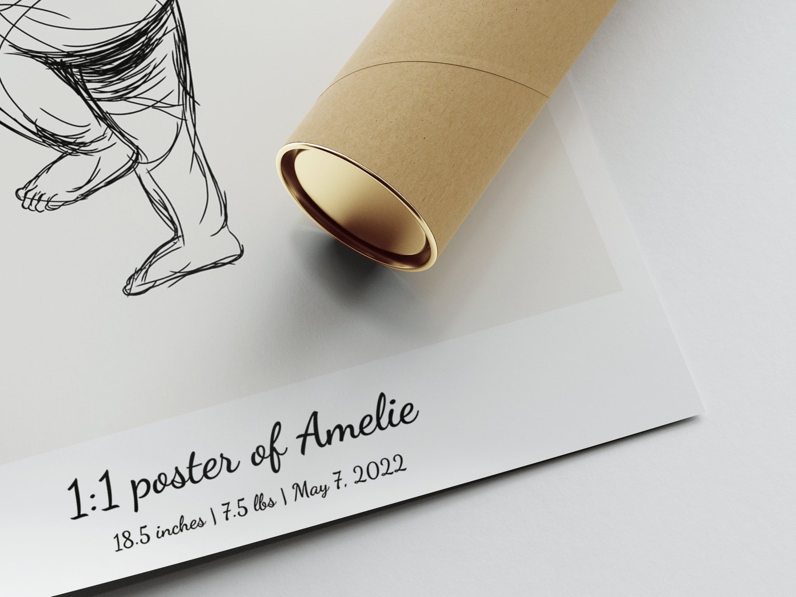 PRINTABLE CUSTOM BIRTH Poster- Newborn Illustration in Scale 1:1 Birth ...