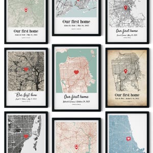 Our First Home Map Personalized Housewarming Gift | First Home Gift for ...