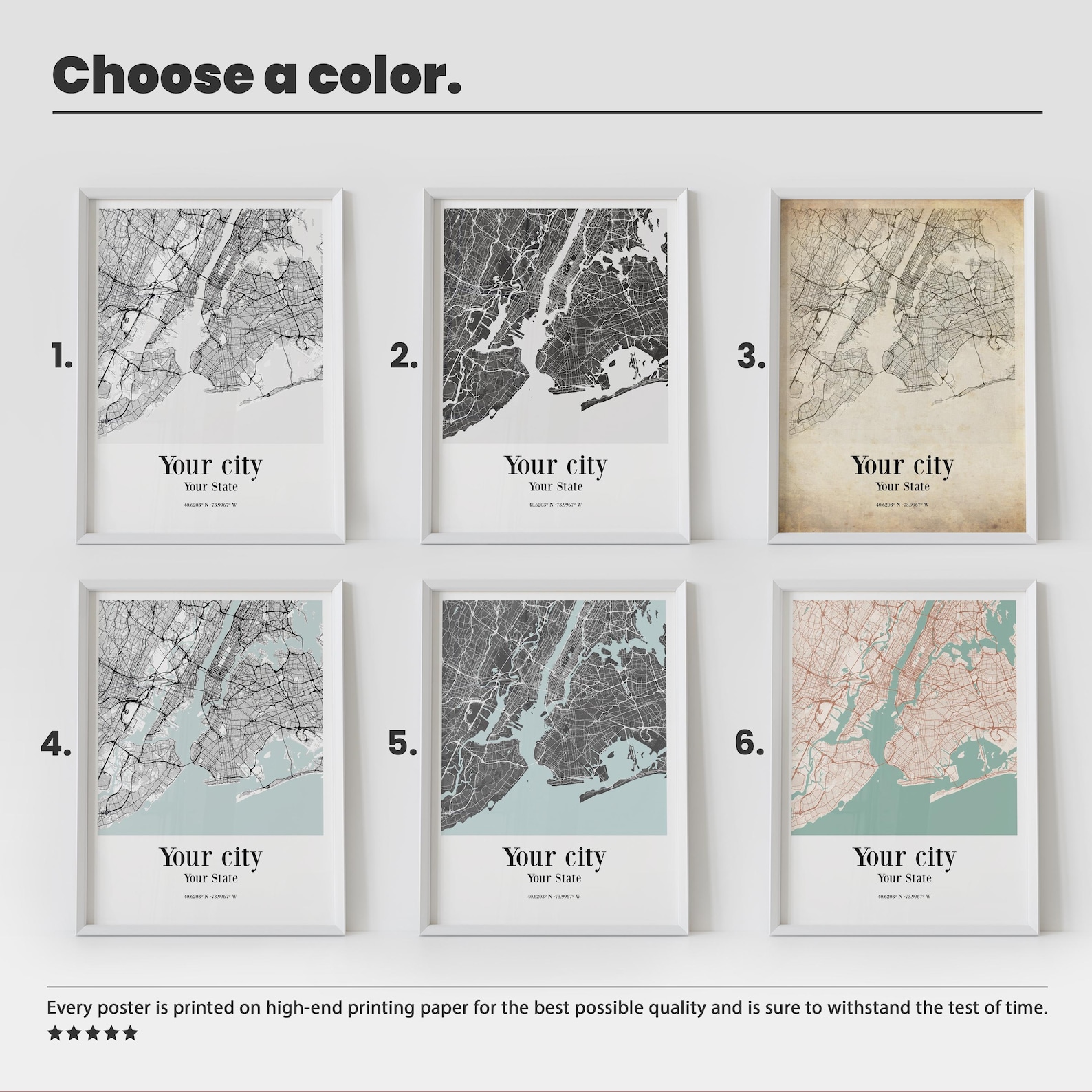 Custom City Map Prints - Set of 3 Custom Maps Office Wall Art, Any City ...