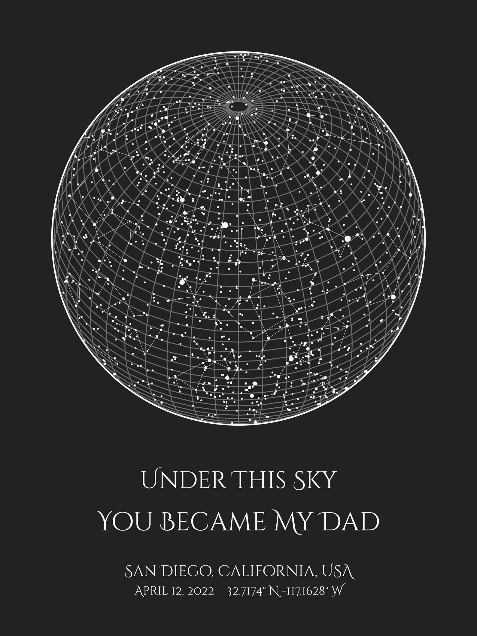 The Day You Became My Dad Star Map Father's Day - Etsy