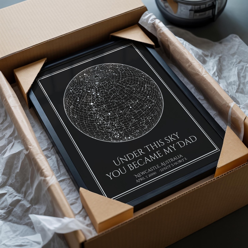 Custom Night Sky Map – the Day You Became My Dad, Personalized New Dad ...