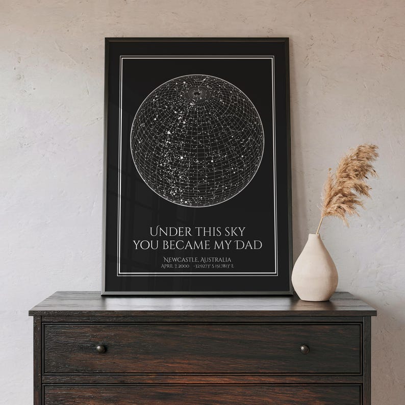 Custom Night Sky Map – the Day You Became My Dad, Personalized New Dad ...