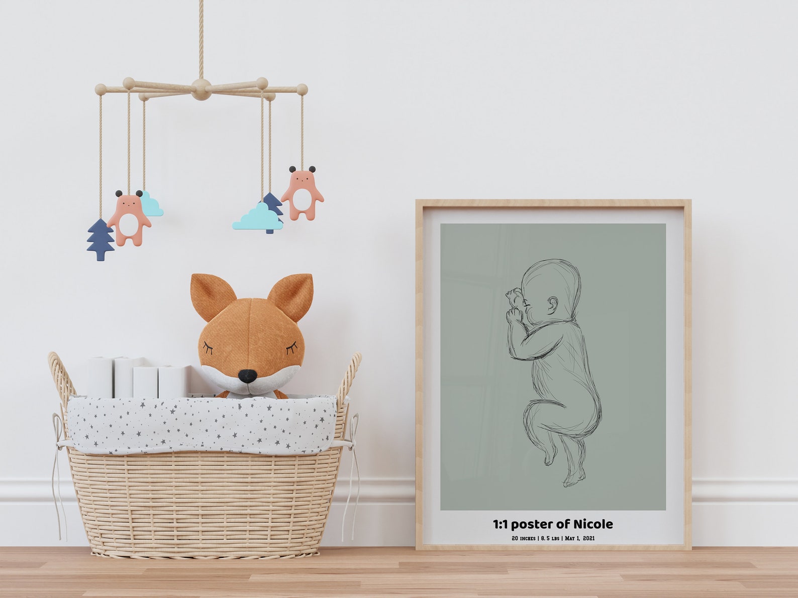 PRINTABLE CUSTOM BIRTH Poster Newborn Illustration in Scale - Etsy