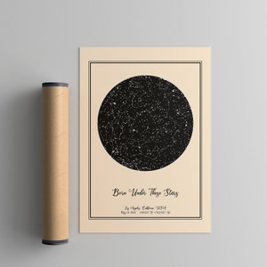 Custom Birthday Star Map- Framed Map of the Night Sky on the Day of ...
