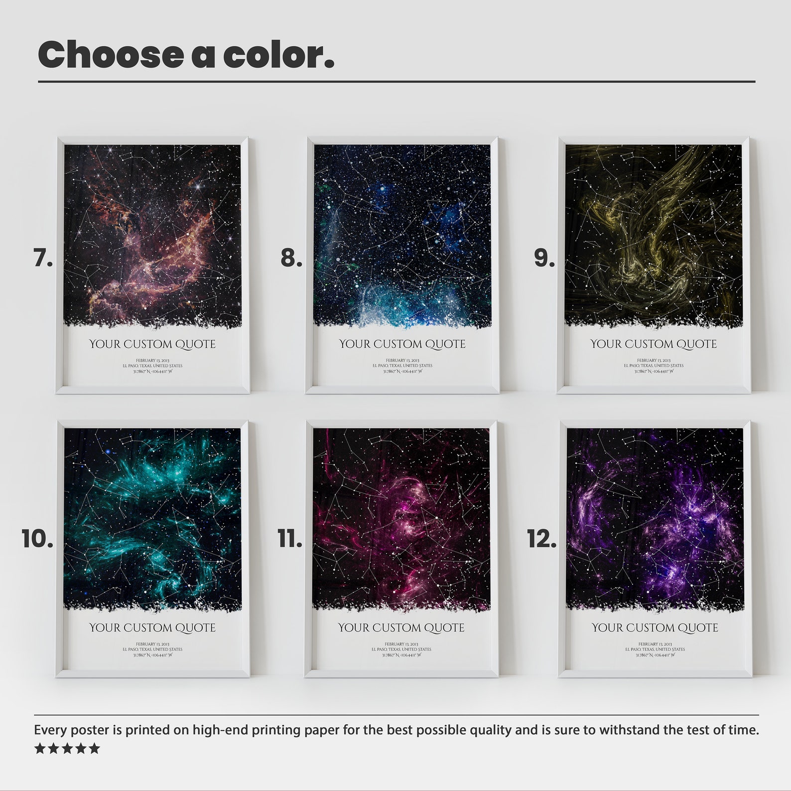 Custom Star Map by Date Night Sky Constellation Map, Personalized Star ...