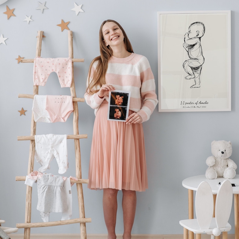 PRINTABLE CUSTOM BIRTH Poster Newborn Illustration in Scale - Etsy