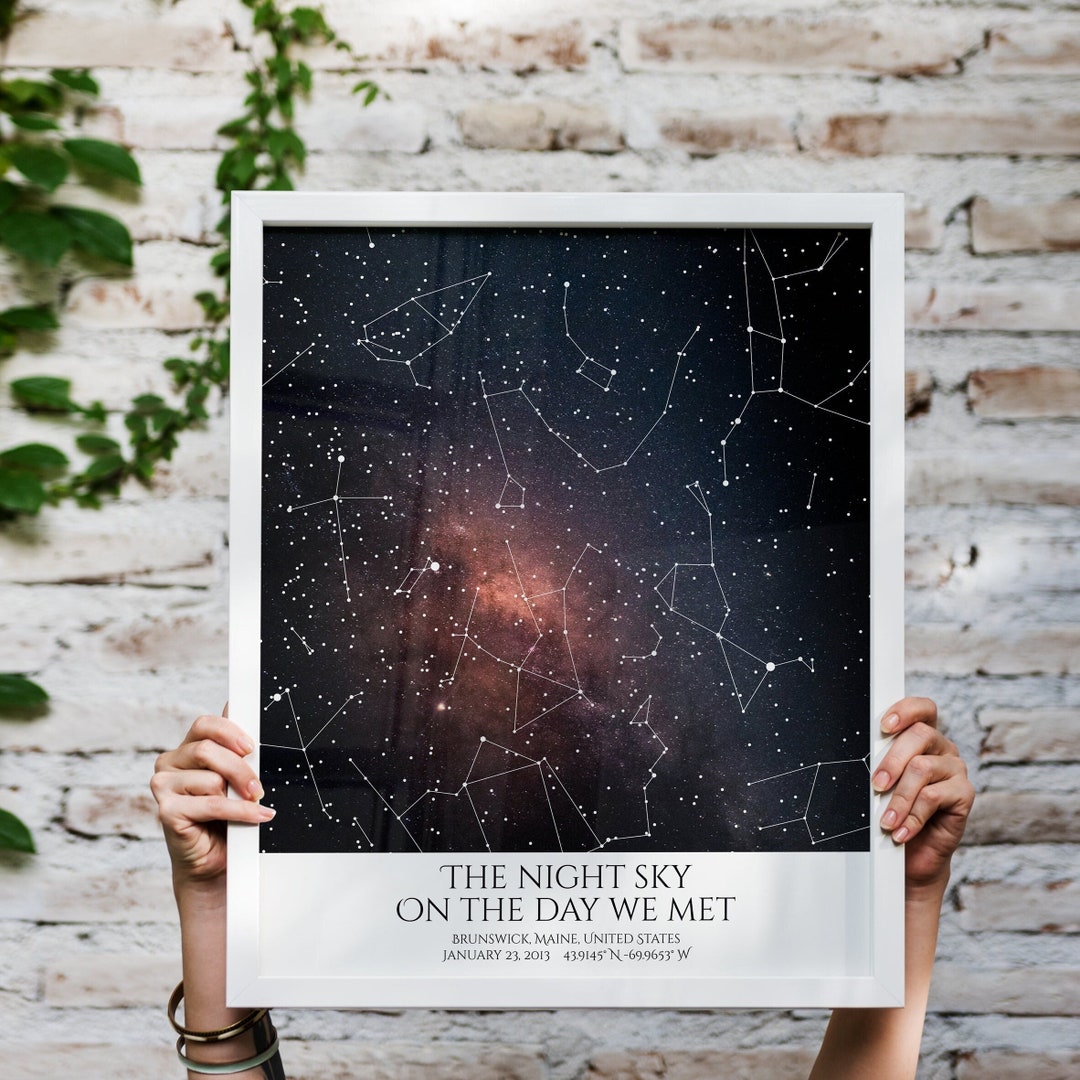 Custom Star Map Poster of the Night Sky by Date and Location- the Night ...