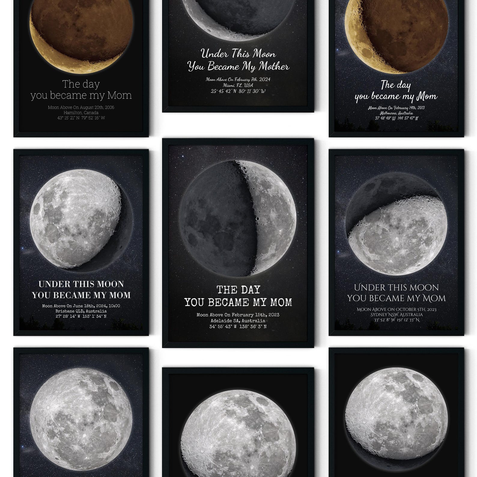 Custom Moon Phase Print Mothers Day Gift From Daughter, Moon the Day ...