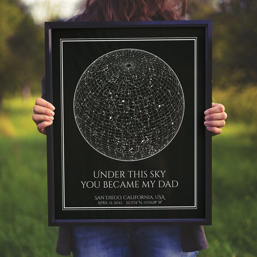 Custom Star Map Father's Day Gift - the Day You Became My Dad Night Sky ...