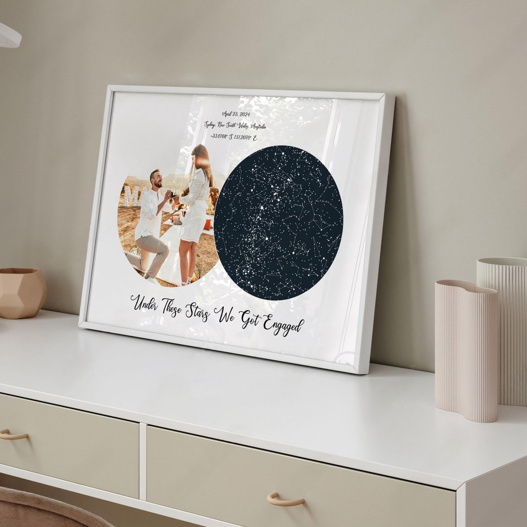 Personalized Engagement Gift for Friends - Star Map by Date Engagement ...