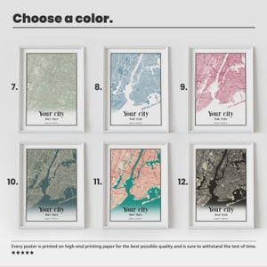 Custom City Map Print - Any City Map Personalized Map Art Poster ...