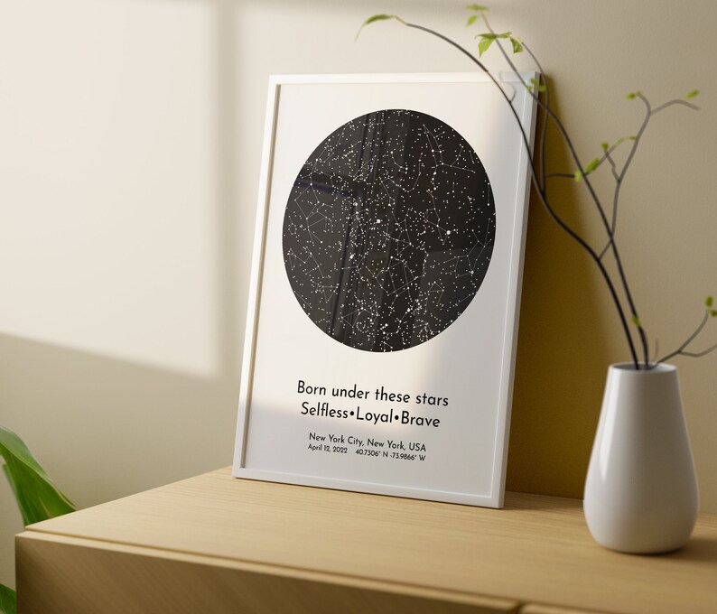 Custom Birthday Star Map Framed Map of the Night Sky on the - Etsy