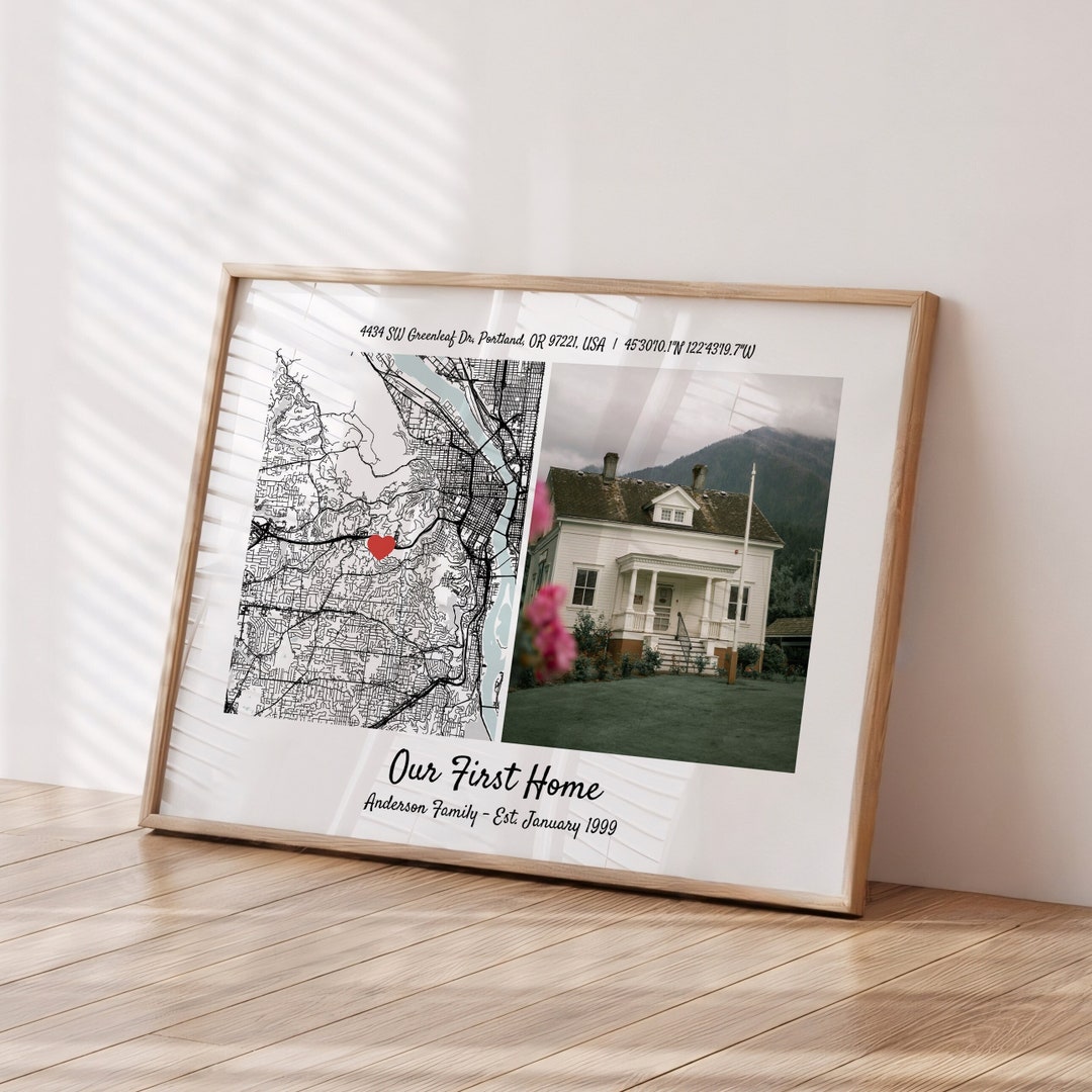 First New Home Gift Custom Home Map With Photo, Our First Home Map ...