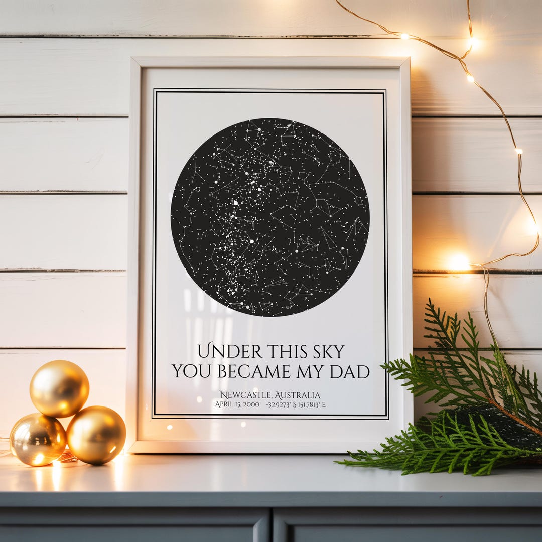 The Day You Became My Dad Star Map Dad Christmas Gift, Night Sky Print ...