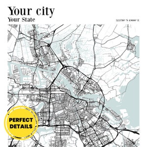 Custom City Map Print - Any City Personalized Map Wall Art Print ...