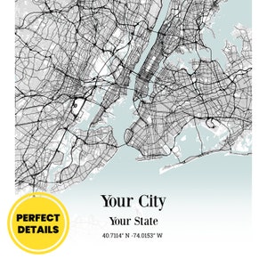 Custom City Map Print - Any City Map Personalized Map Art Poster ...
