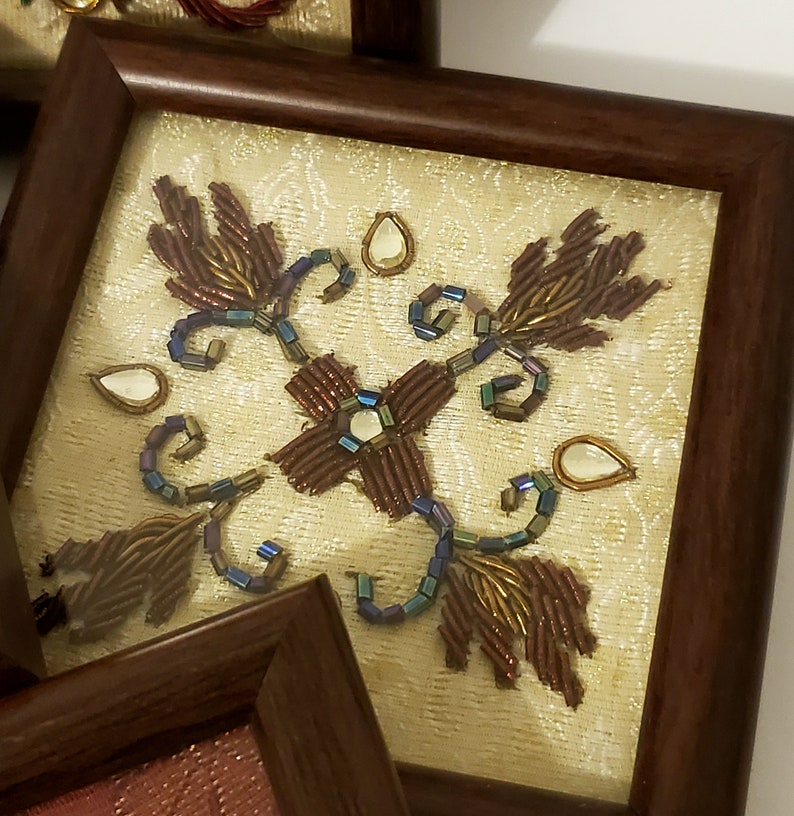 Hand Made Coasters on Barcode Silk With Ornate Zardozi - Etsy