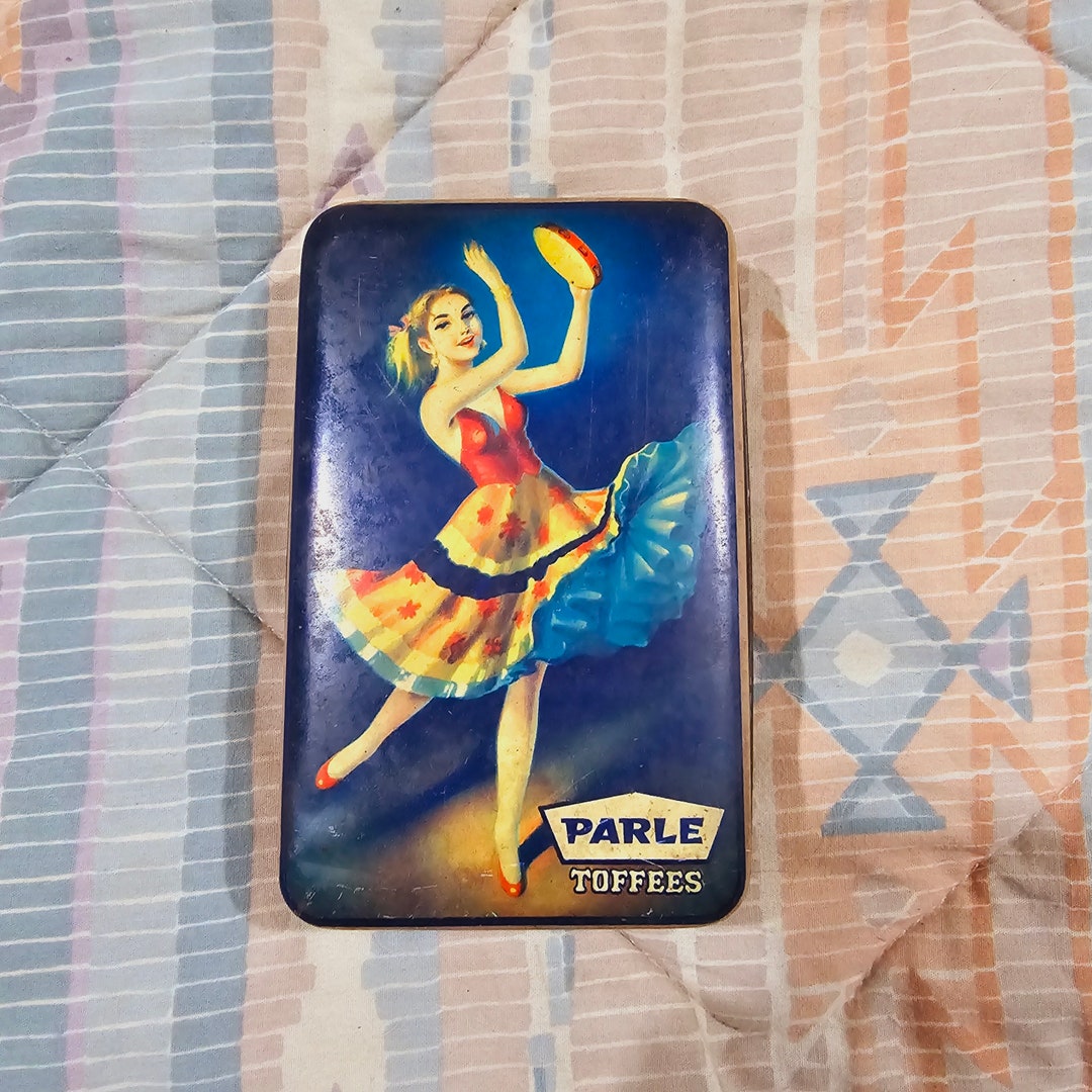 Vintage 1950s Parle's Ad. Cute Girl Dancing Print Litho Tin Box ...