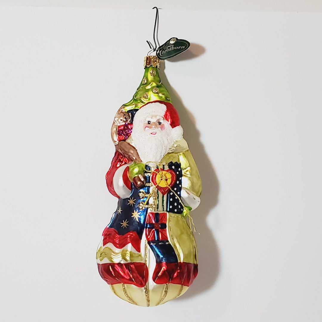 Christmas Tree Ornament Hand Blown and Hand Painted Santa Christborn ...