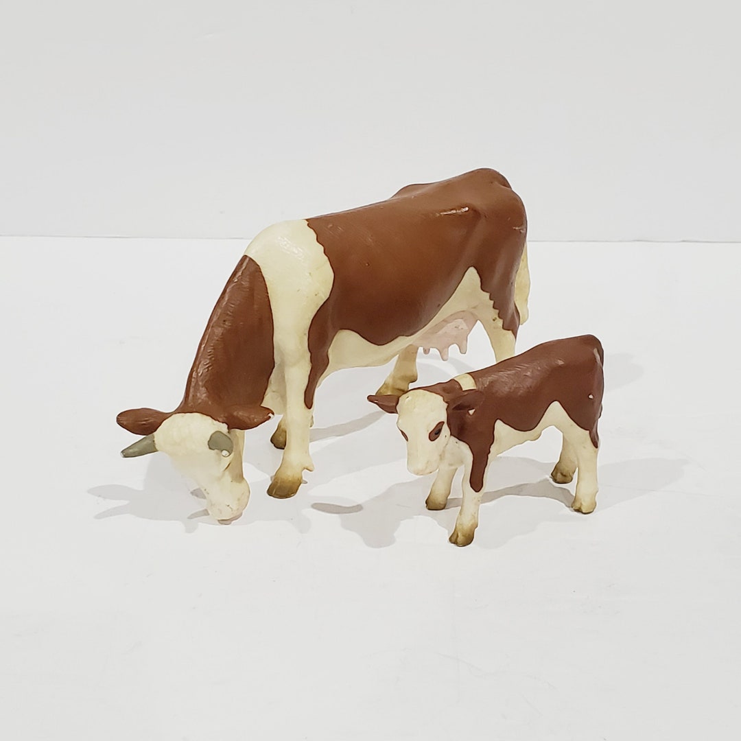 Schleich COWS 1999 Fleckvieh Cow Grazing Retired 13133 & Calf Farm Life ...