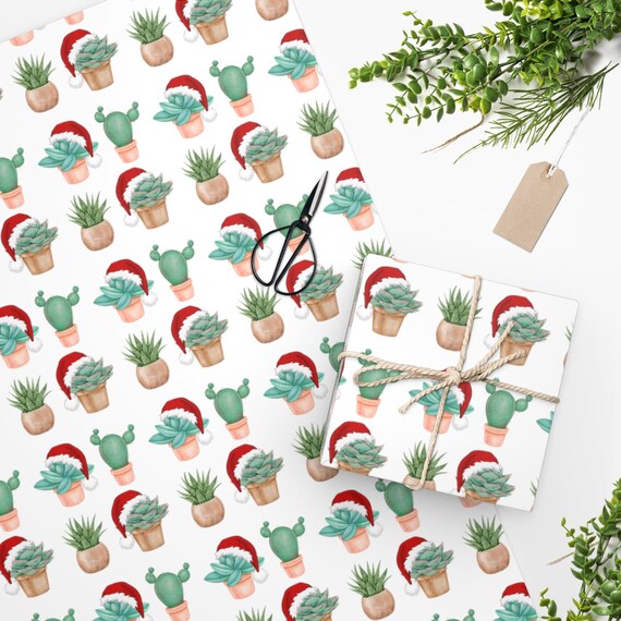 Succulent Christmas Wrapping Paper Cactus Christmas Wrapping - Etsy