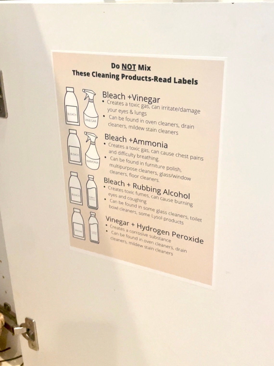 Cleaning Product Safety Chart. Cleaning Chemicals That Don't Mix ...