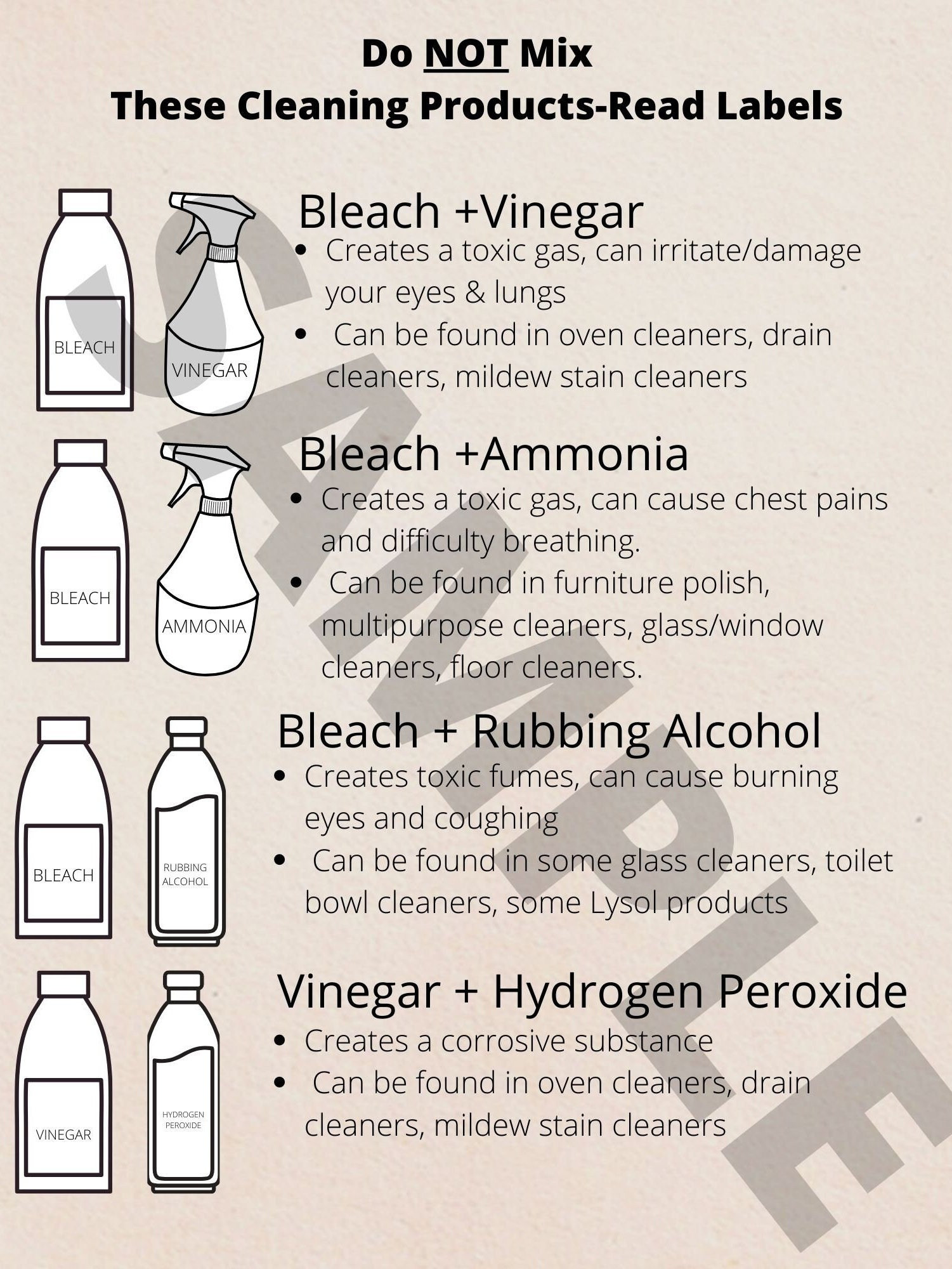 Cleaning Product Safety Chart. Cleaning Chemicals That Don't Mix ...