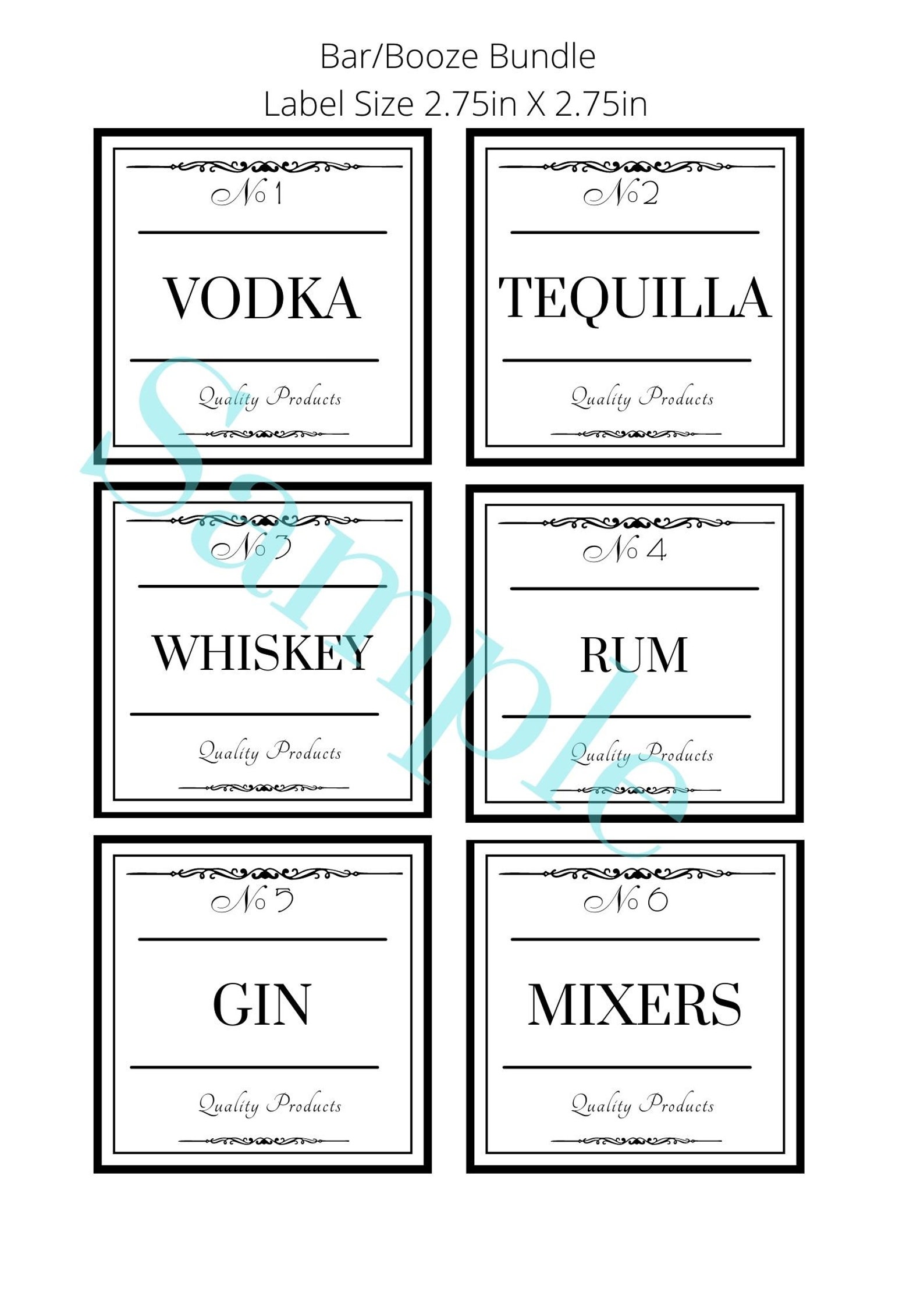 Custom Bar, Booze, Cocktail Vinyl Labels. Home Organization, Modern ...