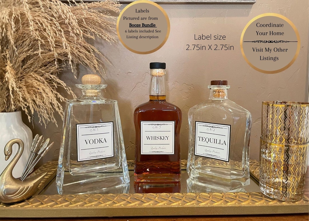 Custom Bar, Booze, Cocktail Vinyl Labels. Home Organization, Modern ...