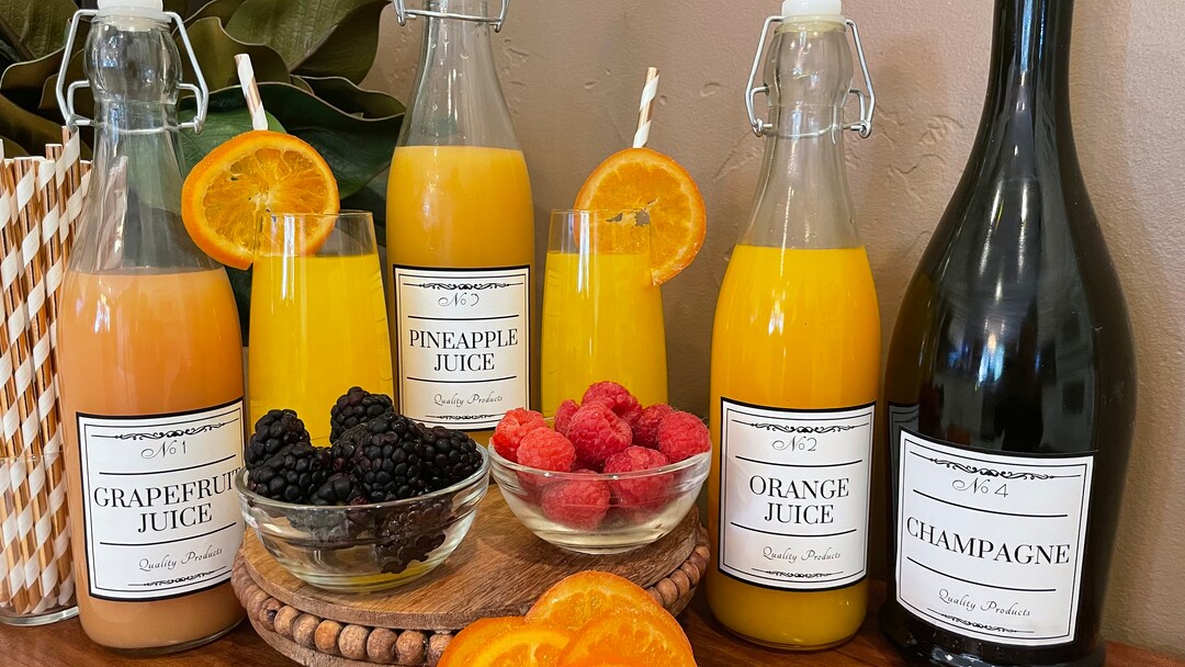 Custom Mimosa Bar Labels, Christmas, Birthday, Wedding, Bachelorette ...