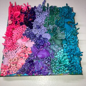 Polymer Clay Wall Art | Rainbow Coral-inspired Sculpture | Colorful ...
