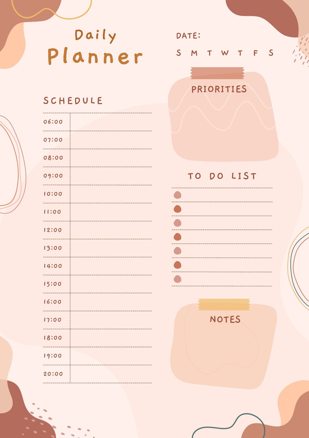 Beige Brown Minimal Daily Planner - Etsy