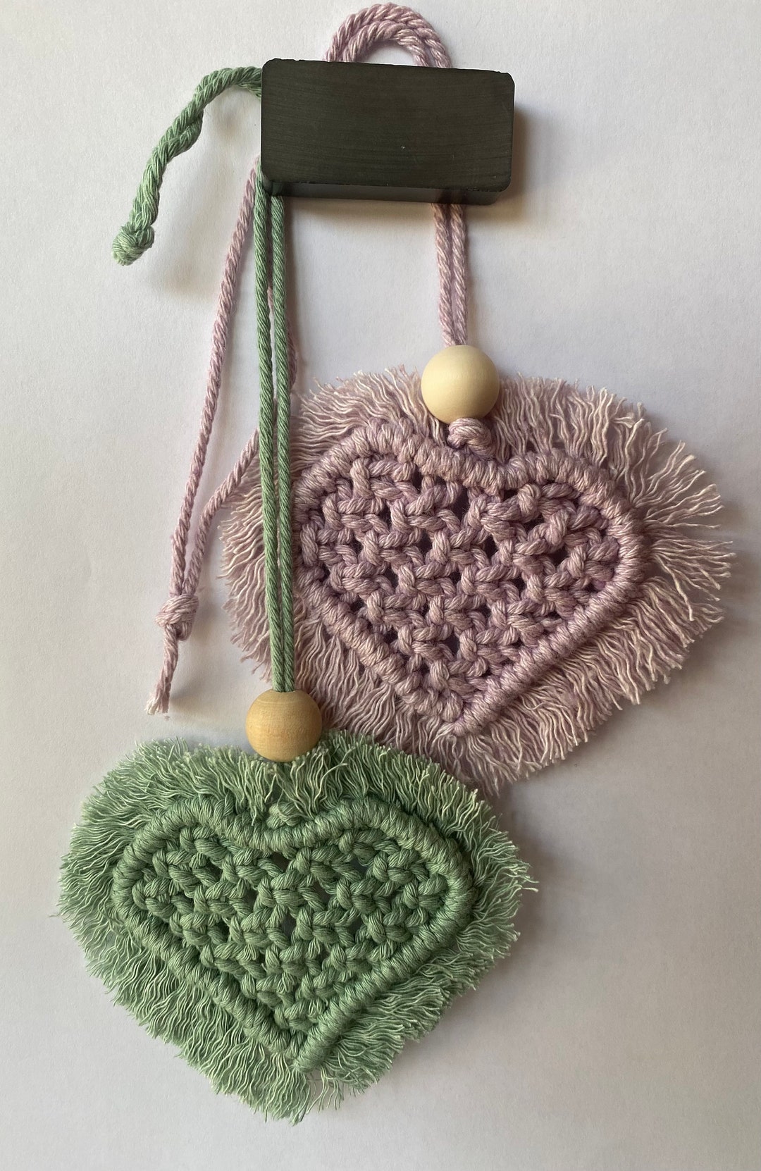 Macramé HEART Car Charm - Etsy