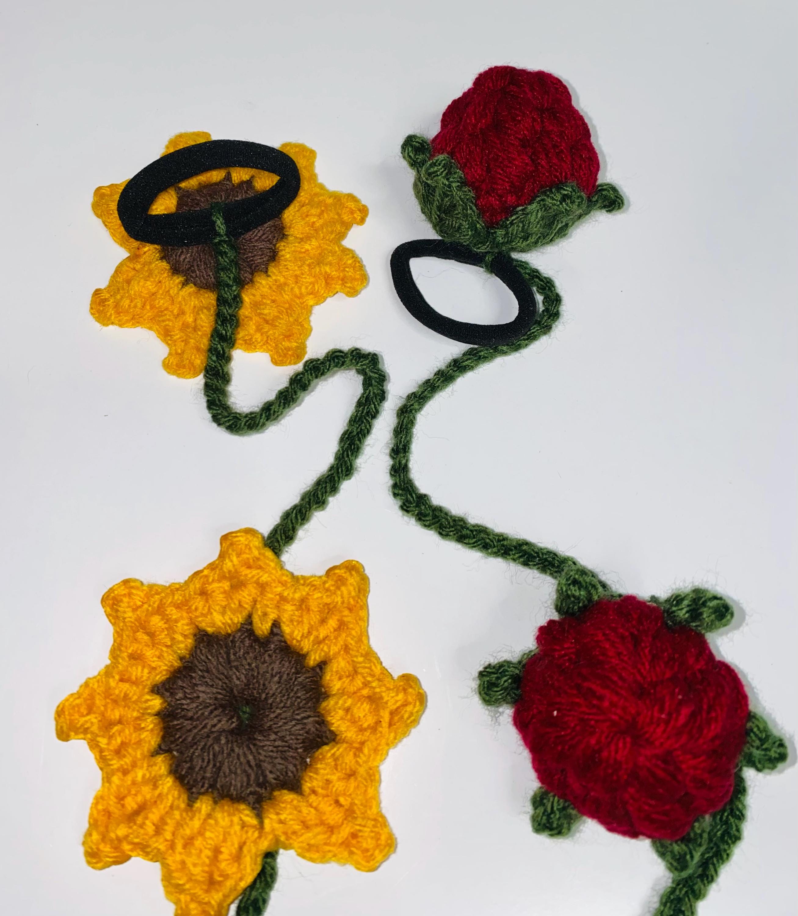 Crochet Hair Tie for Braids/crochet Hair Accessories/flower Hair Tie ...