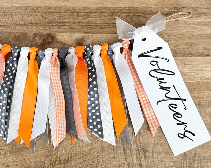 Custom University of Tennessee Ribbon Garland | Tennessee Orange White ...