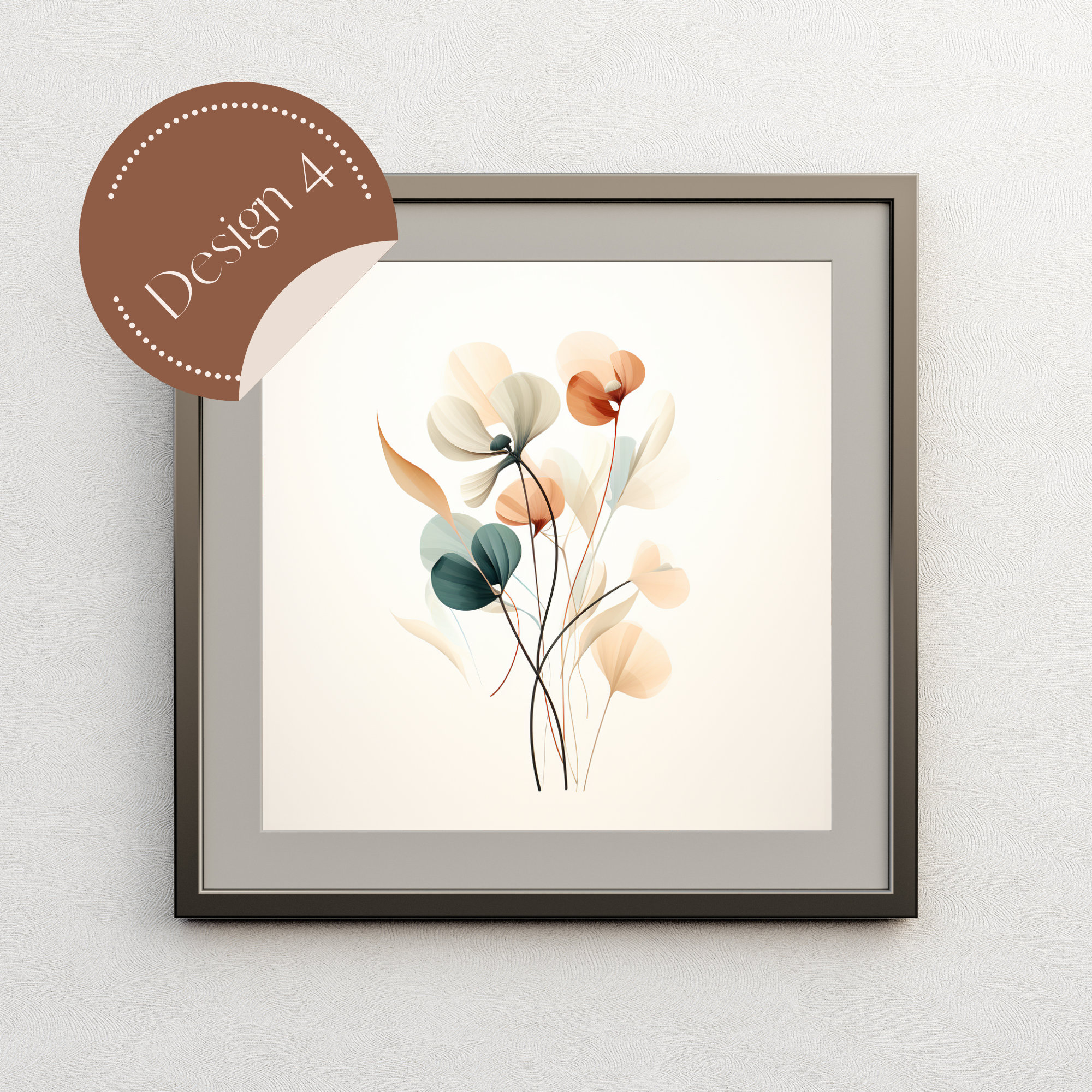 Pastel Neutral Flowers Printable Wall Art, Set of 4 Prints, Abstract ...