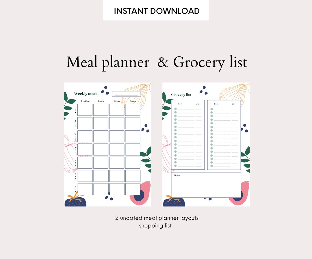 Simple Weekly Meal Planner Printable | Simple Weekly Food Planner ...