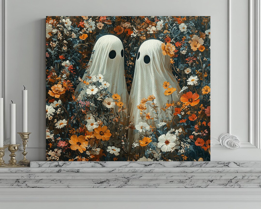 Daisy Floral Couple Ghosts PRINTABLE, Dark Romantic Ghost, Vintage ...